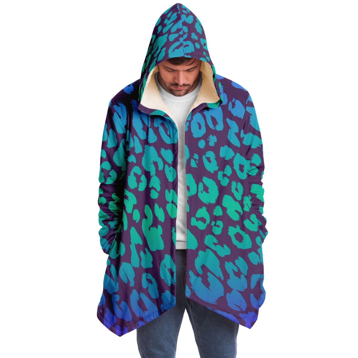 Blue Leopard Hooded Cloak - BOUSSOU